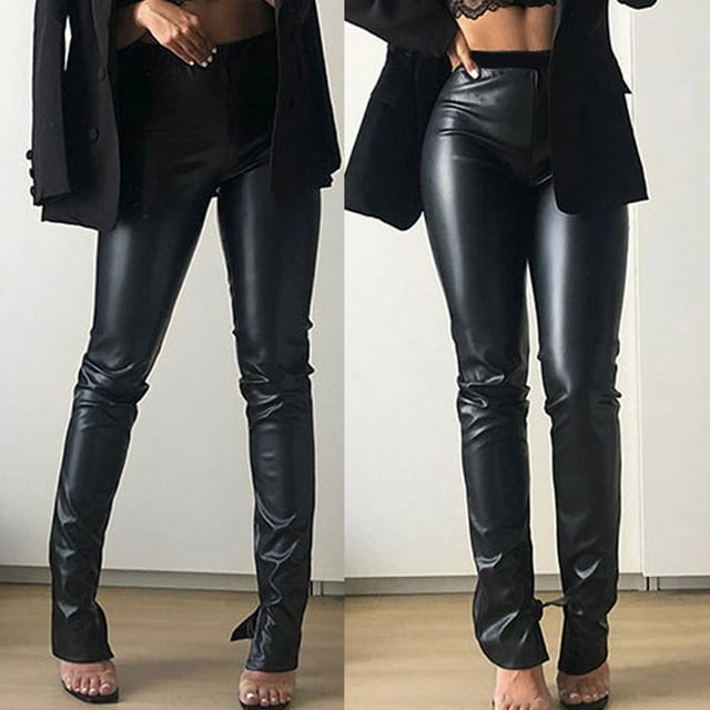 Brnmxoke Womens High Waist Comfy Faux Leather Leggings Tights Stretchy