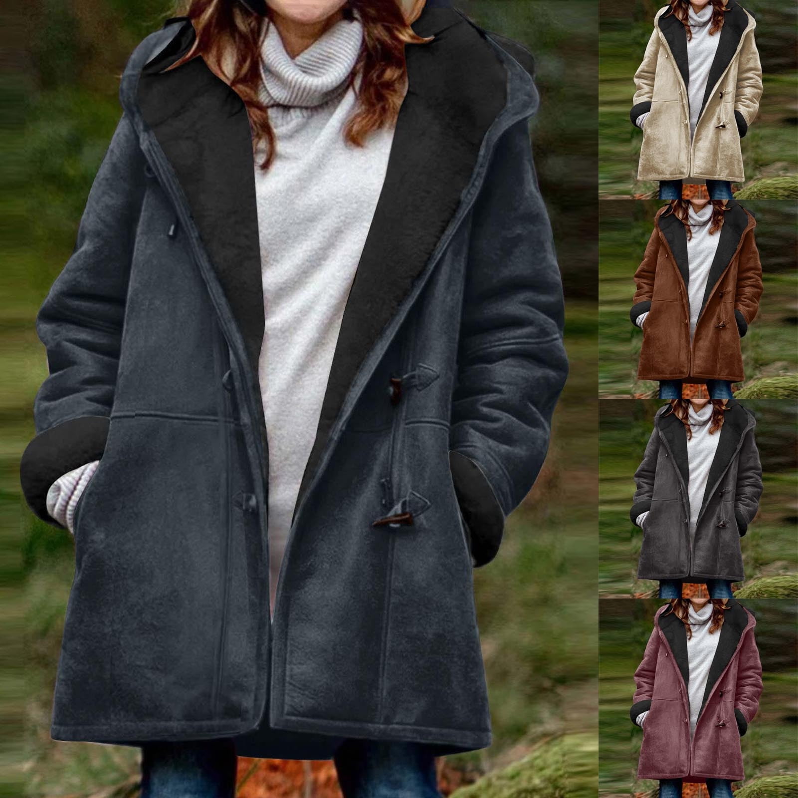 Brnmxoke Women's Plus Size Duffle Toggle Winter Coats 2024 Warm Sherpa ...