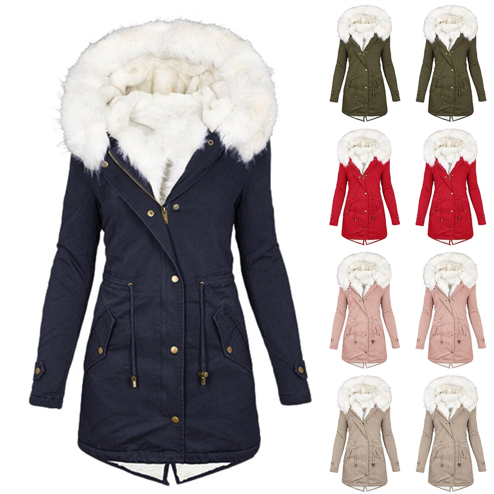 Brnmxoke Women's Plus Size Winter Thicken Warm Sherpa Lined Jacket ...