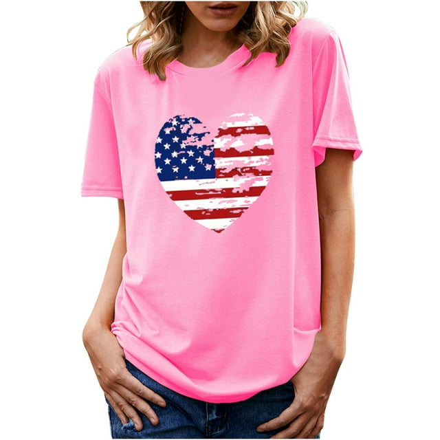 Brnmxoke Womens 4th Of July T Shirts Funny July 4th Usa Flag Star