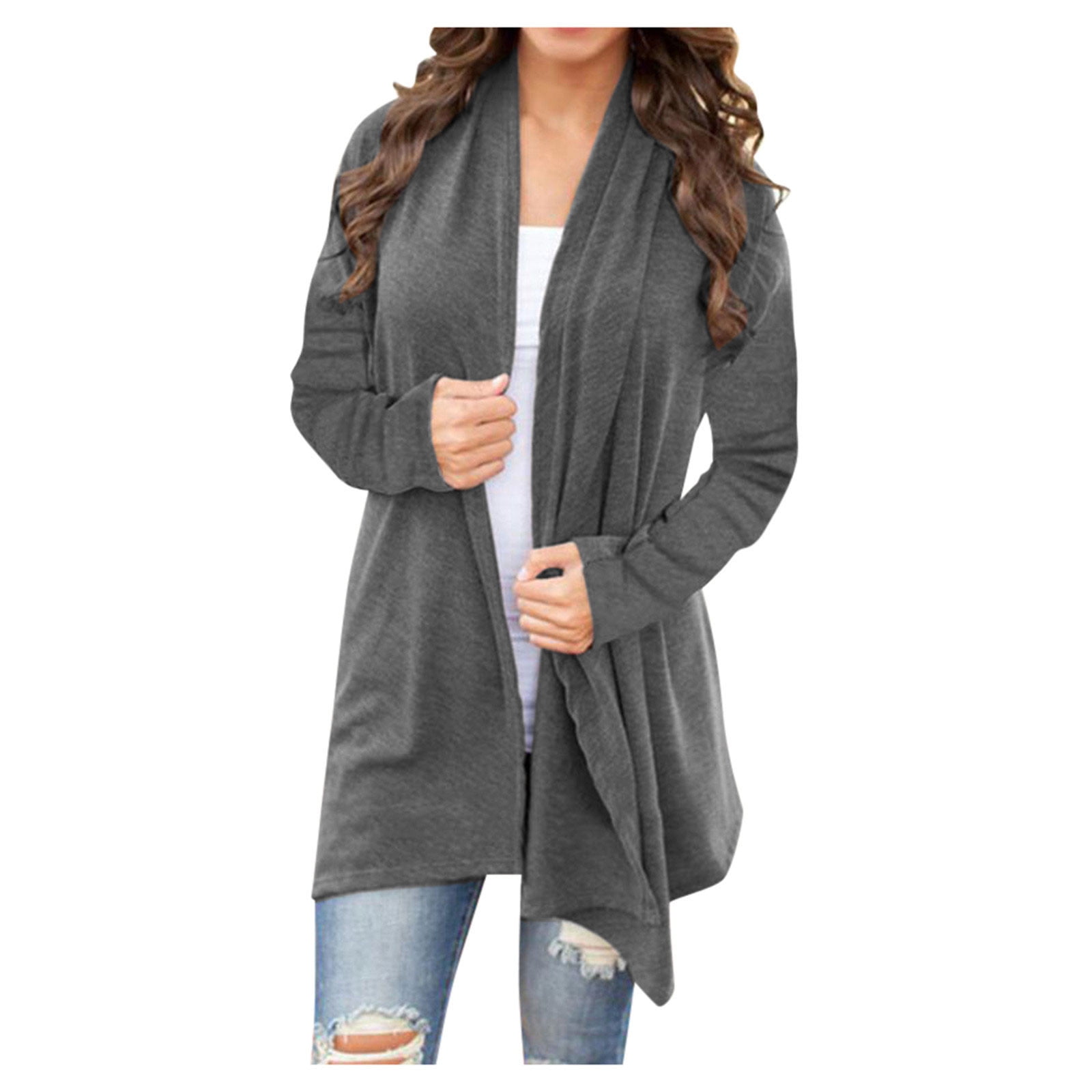 Brnmxoke Womens Casual Open Front Cardigan Trendy Lightweight Soft Thin ...