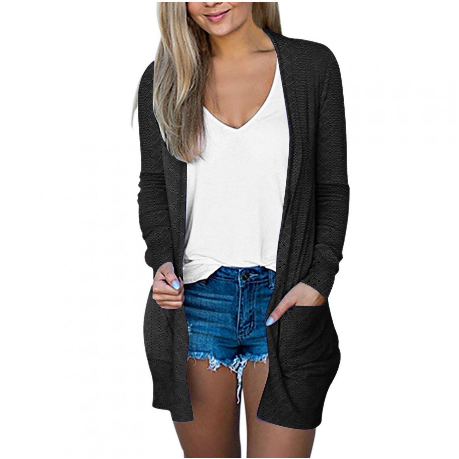 Brnmxoke Womens Fall Cardigan Trendy Lightweight Soft Thin Long Sleeve ...