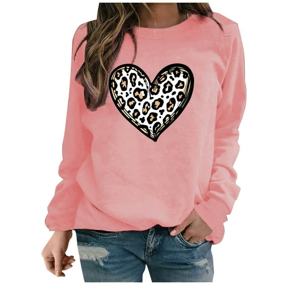 Brnmxoke Womens Heart Sweatshirt - Love Graphic Crewneck Sweatshirts Plus Size Casual Long ...