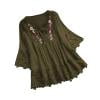 Brnmxoke Womens Linen Blend Tops Dressy Casual Crewneck Tie Front ...