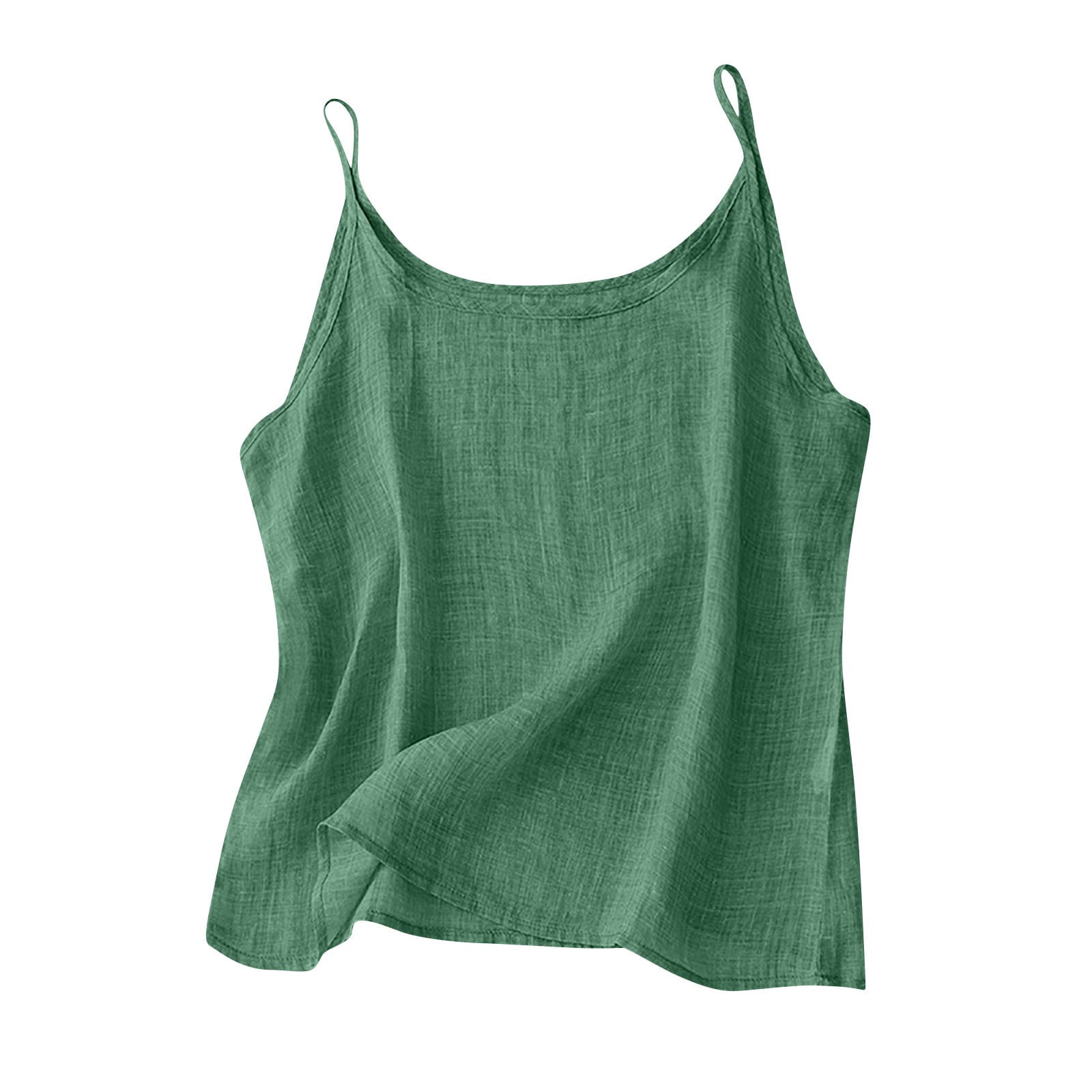 Brnmxoke Womens Linen Tank Top Sleeveless Spaghetti Strap Cami Top ...