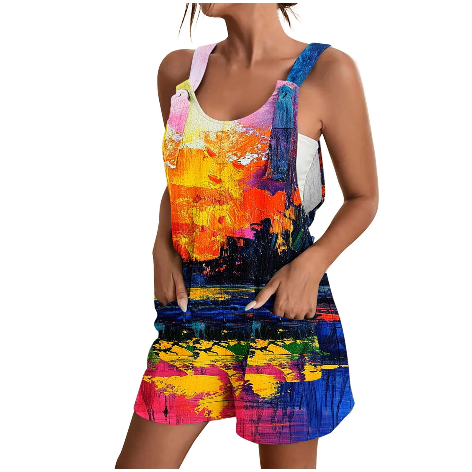 Brnmxoke Womens Overalls Short Summer Rompers for Teens 2024 Casual ...