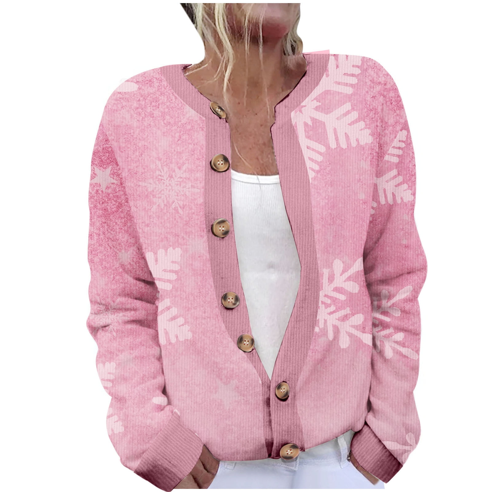 Brnmxoke Womens Oversized Open Front Cardigan Sweaters Fair Isle Knit ...