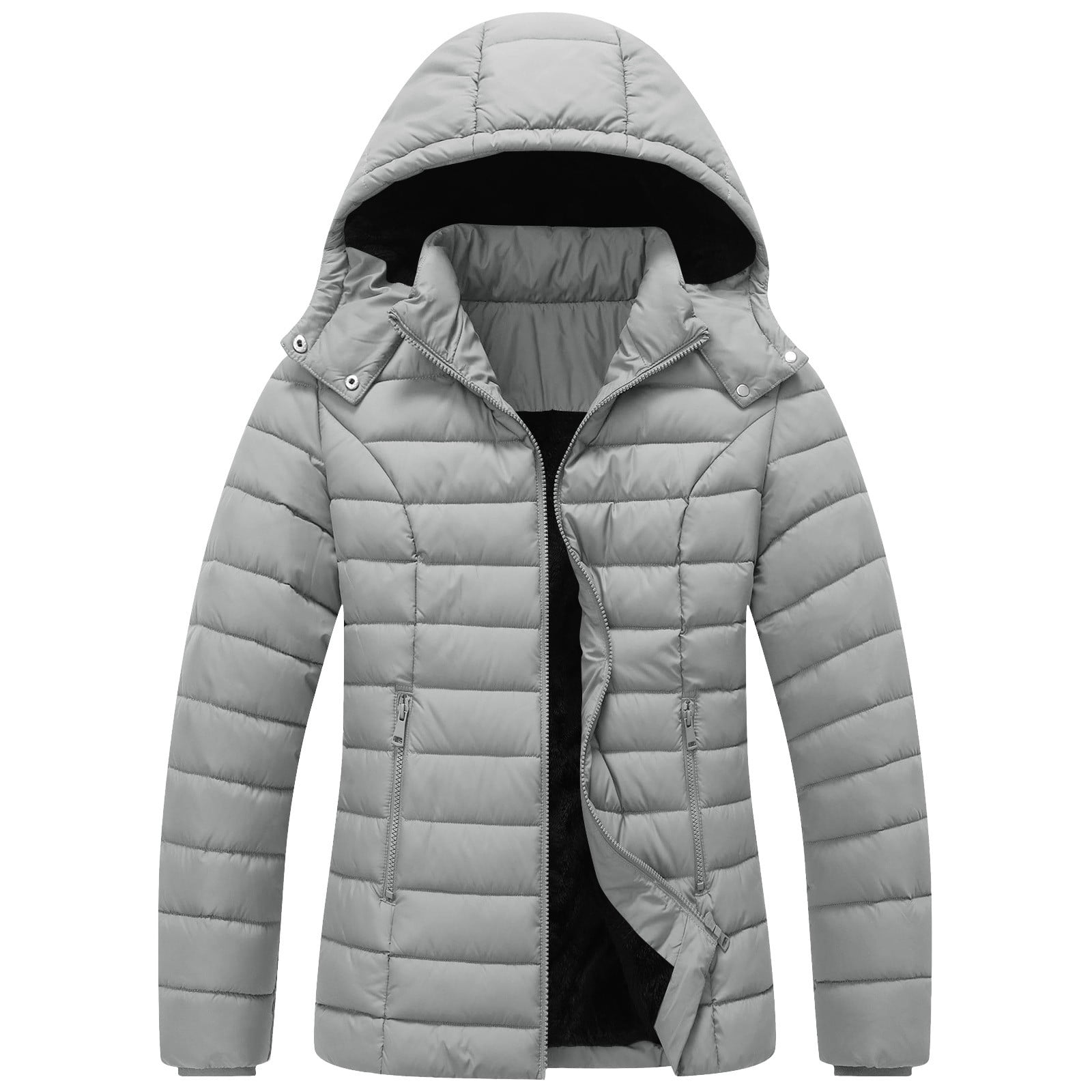 Brnmxoke Womens Puffer Jacket with Hood Full Zip Quilted Lightweigh ...