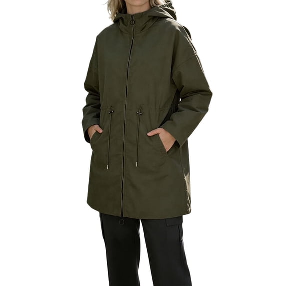 Brnmxoke Womens Raincoats Waterproof with Hood Casual Lightweight Zip ...