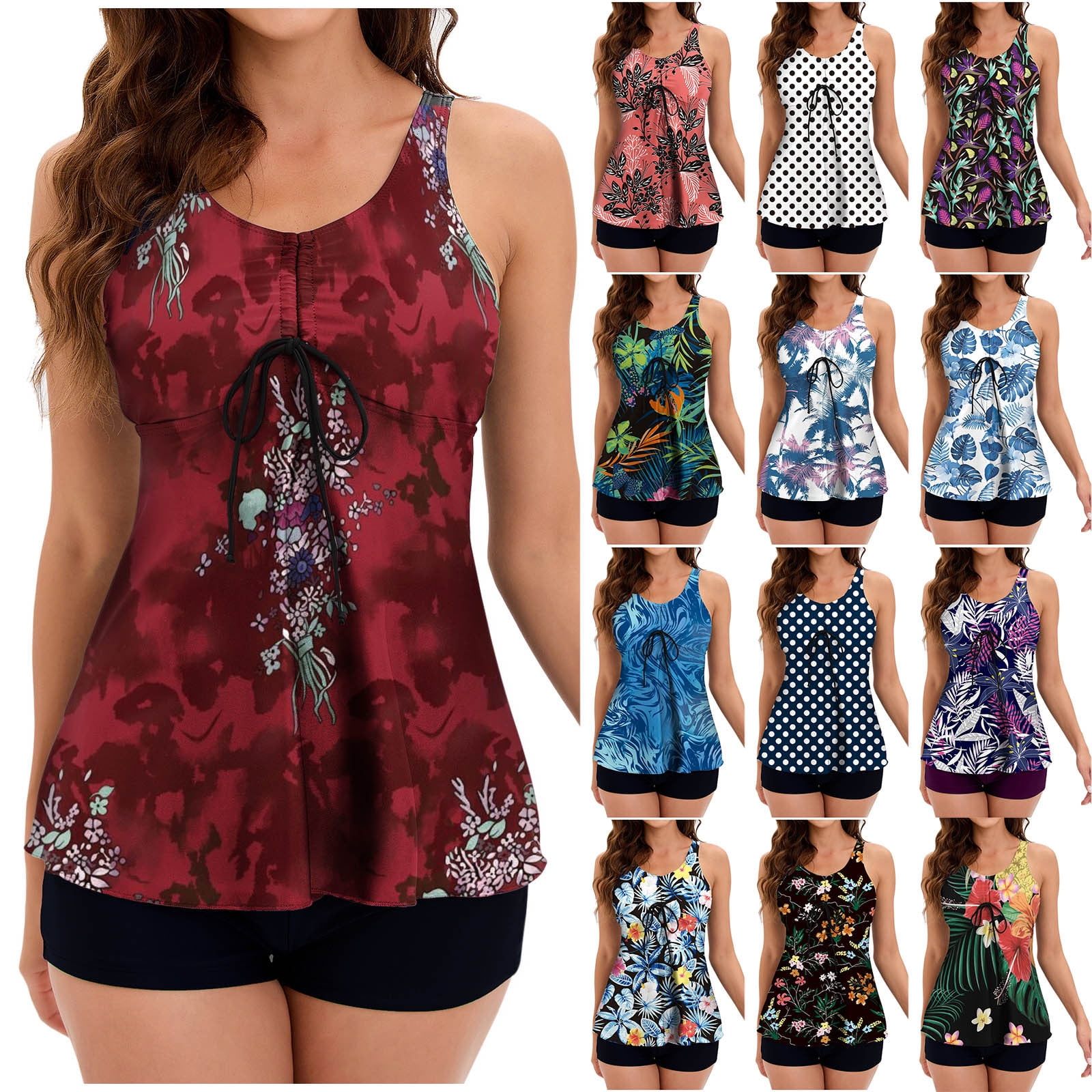 Brnmxoke Womens Tankini Swimsuits for Women 2025 Tummy Control Swimsuit ...