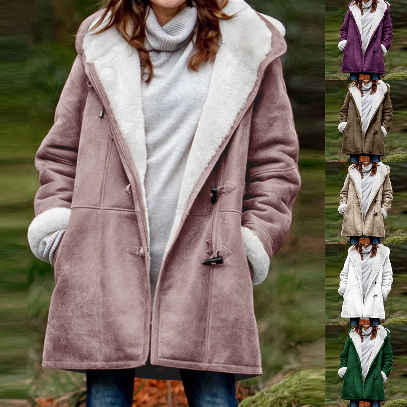 Brnmxoke Womens Winter Coats,Women's Fall Leisure Hooded Horn Buckle ...