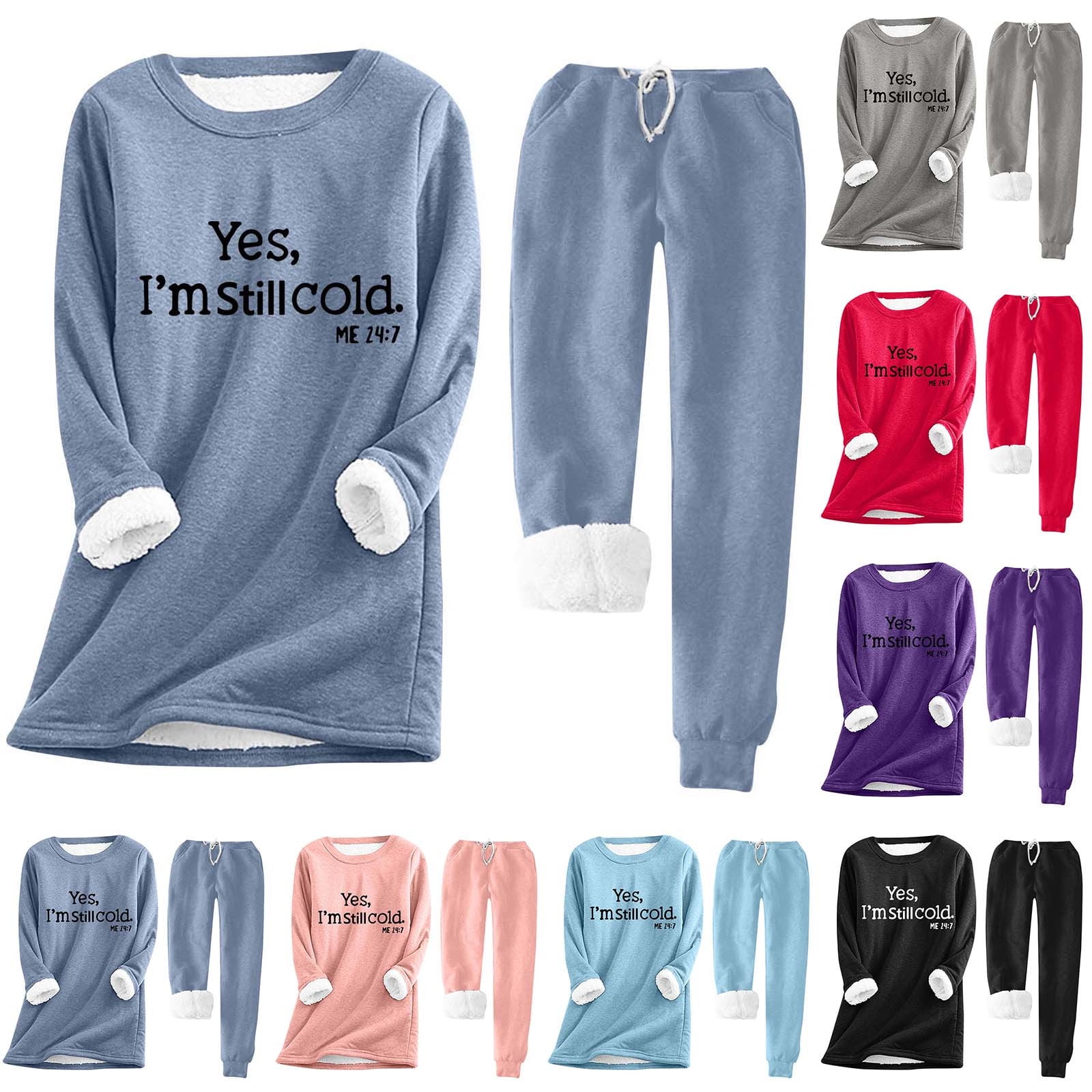 Brnmxoke Yes, I'm Still Cold Women Fleece Sweatsuit 2 Pieces Outfit ...