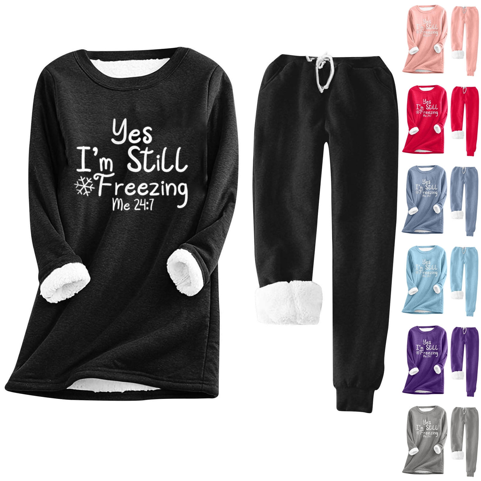 Brnmxoke Yes, I'm Still Freezing Women Fleece Sweatsuit 2 Piece Outfit ...