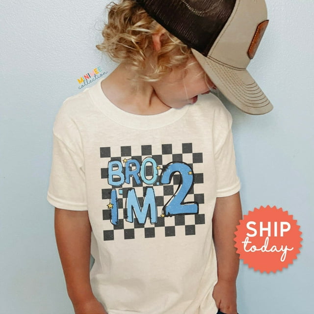 Bro I'M 2 Toddler Shirt, Kids 2Nd Birthday Shirt, Funny Birthday Boy Tee, Two Years Old Boy ...