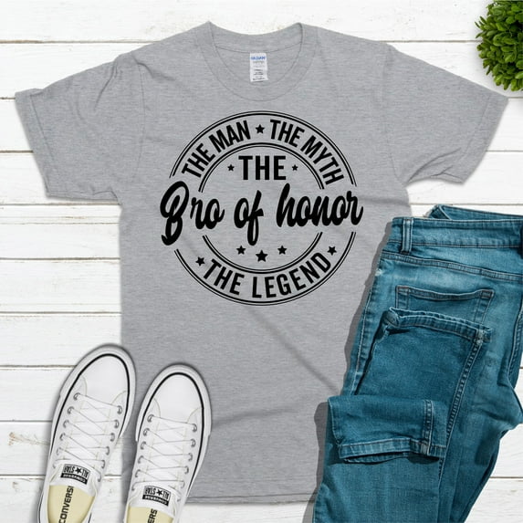 Bro Of Honor Wedding T-Shirt: Funny Bridesman Gift, Vintage T-Shirt ...