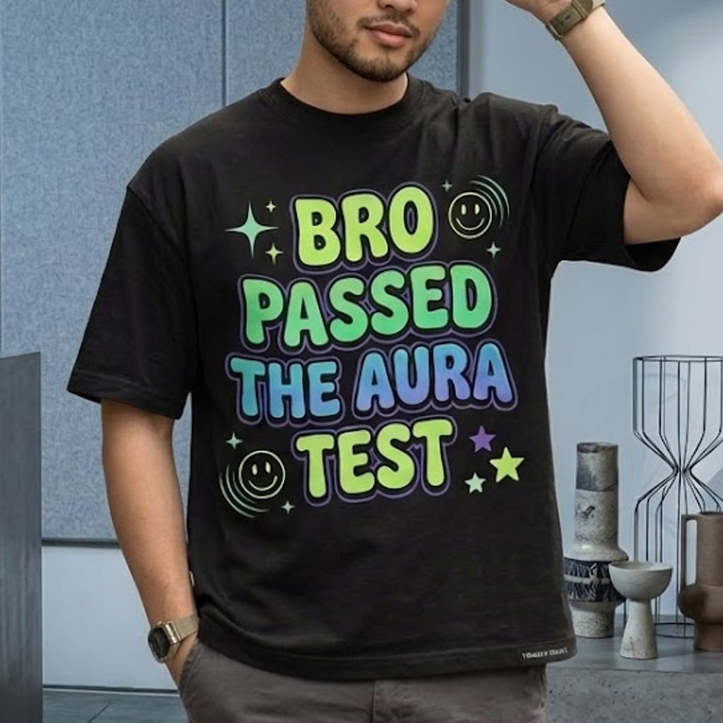 Bro Passed The Aura Test Shirt Funny Gen Z Slang Meme Retro Graphic Tee ...