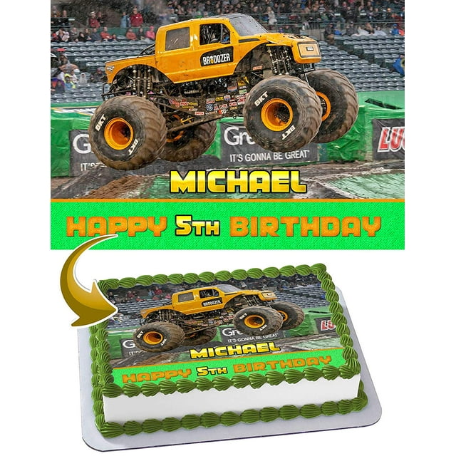 BroDozer Monster Truck Edible Cake Image Topper Personalized Birthday ...