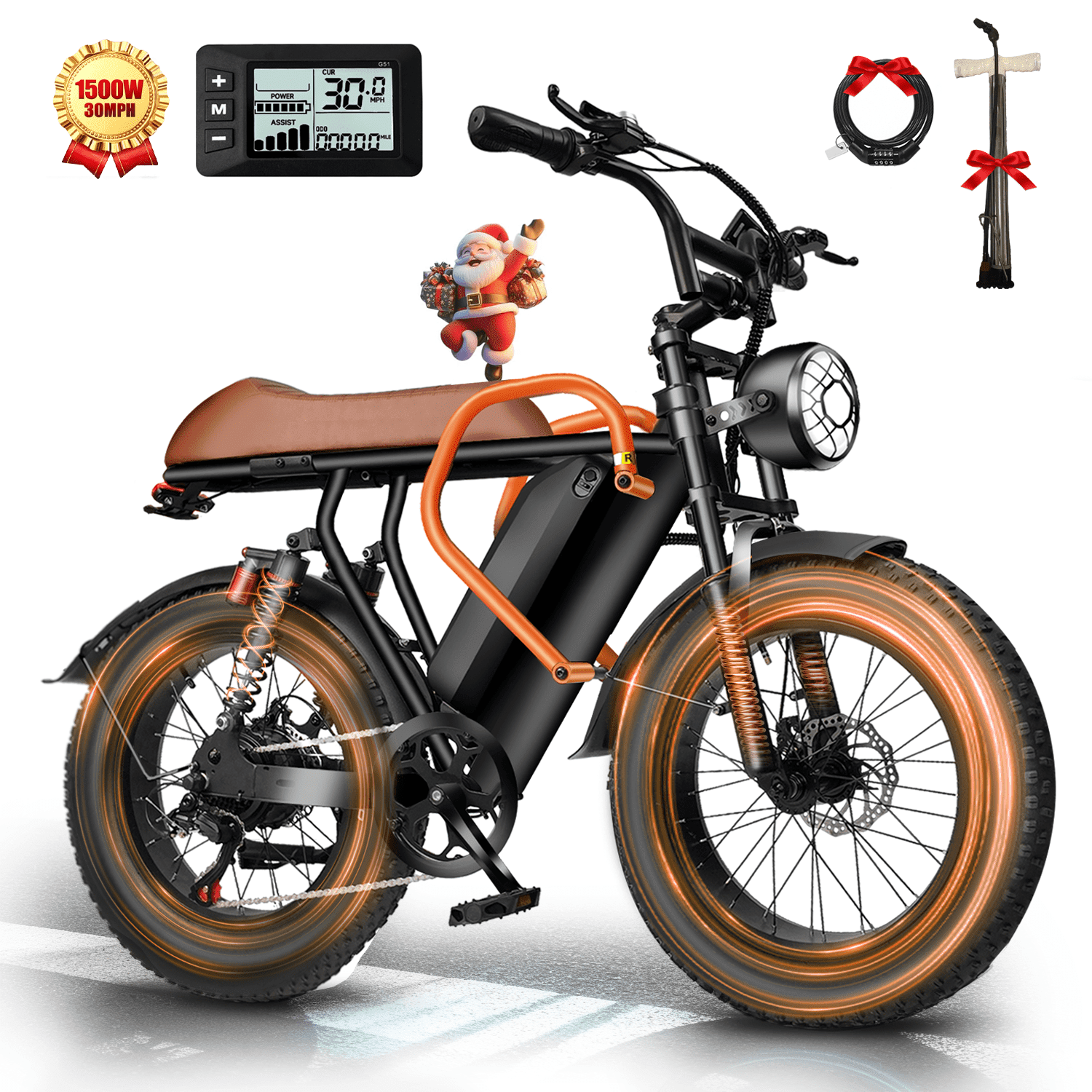BroPath Electric Bike for Adults 1500W Peak , 30MPH Electric Bike,40 ...