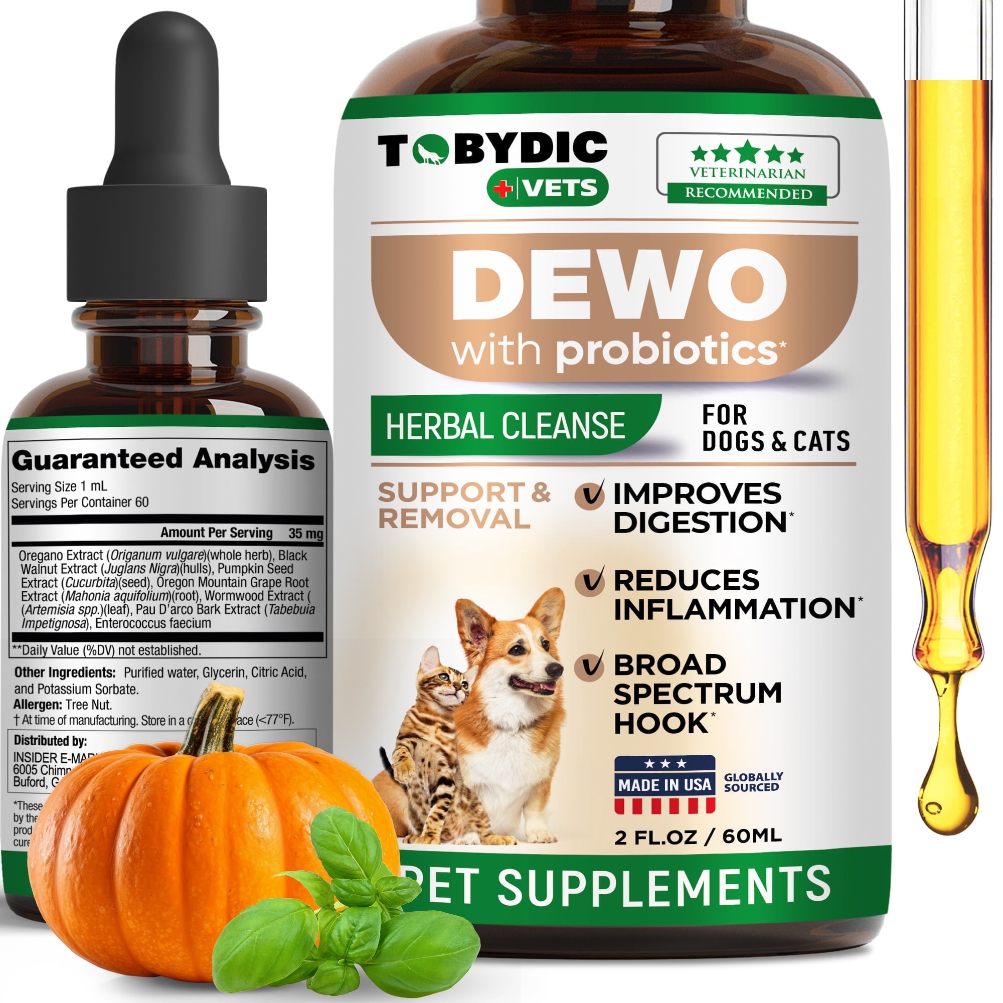 TOBYDIC Herbal Medicine with Probiotic for Cats and Dogs â€“ Worm Infestation Prevention ...