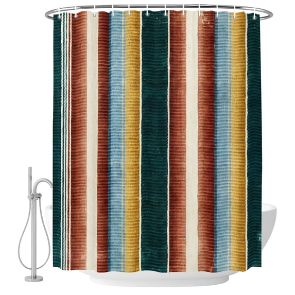 Broad Stripes Shower Curtain for Bathroom, Modern Nautical Green Red ...
