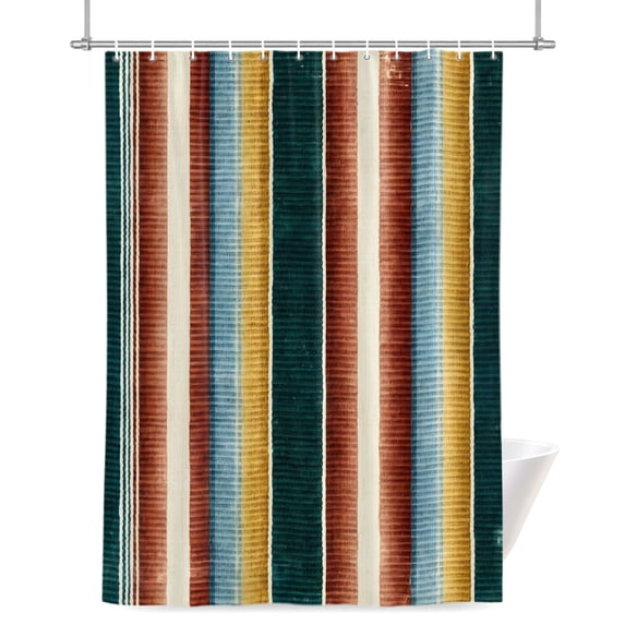 Broad Stripes Shower Curtain, Modern Nautical Green Red Blue Yellow ...