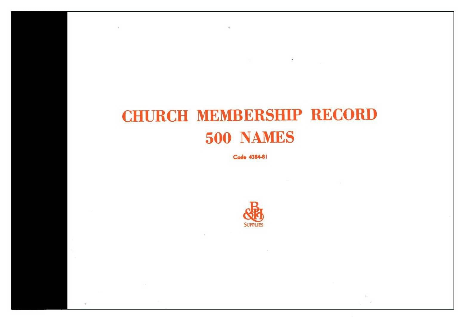 Broadman Holman 465257 Form Church Membership Record No. M1 - Walmart.com