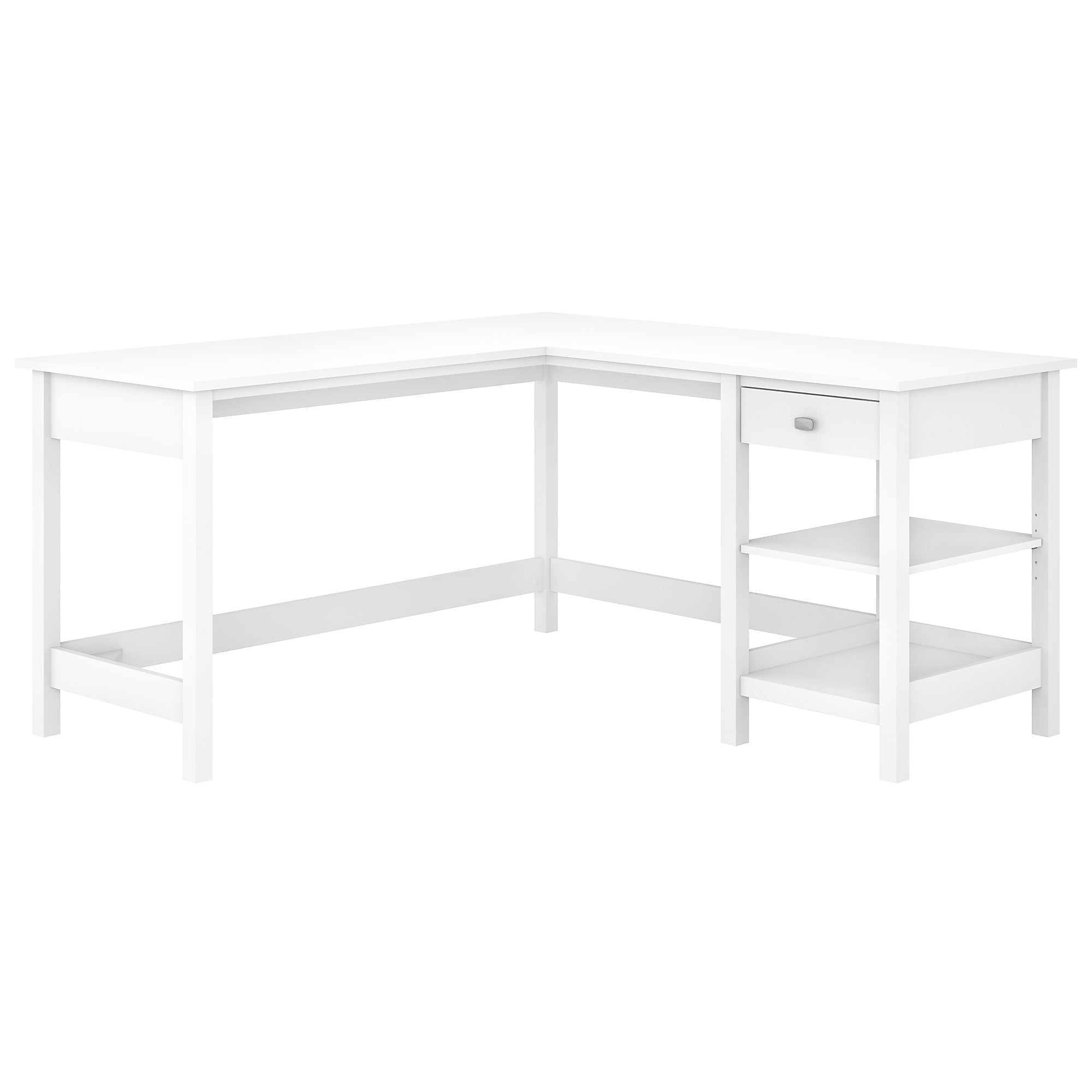 Broadview 60W L Shaped Computer Desk with Storage Drawer in White ...