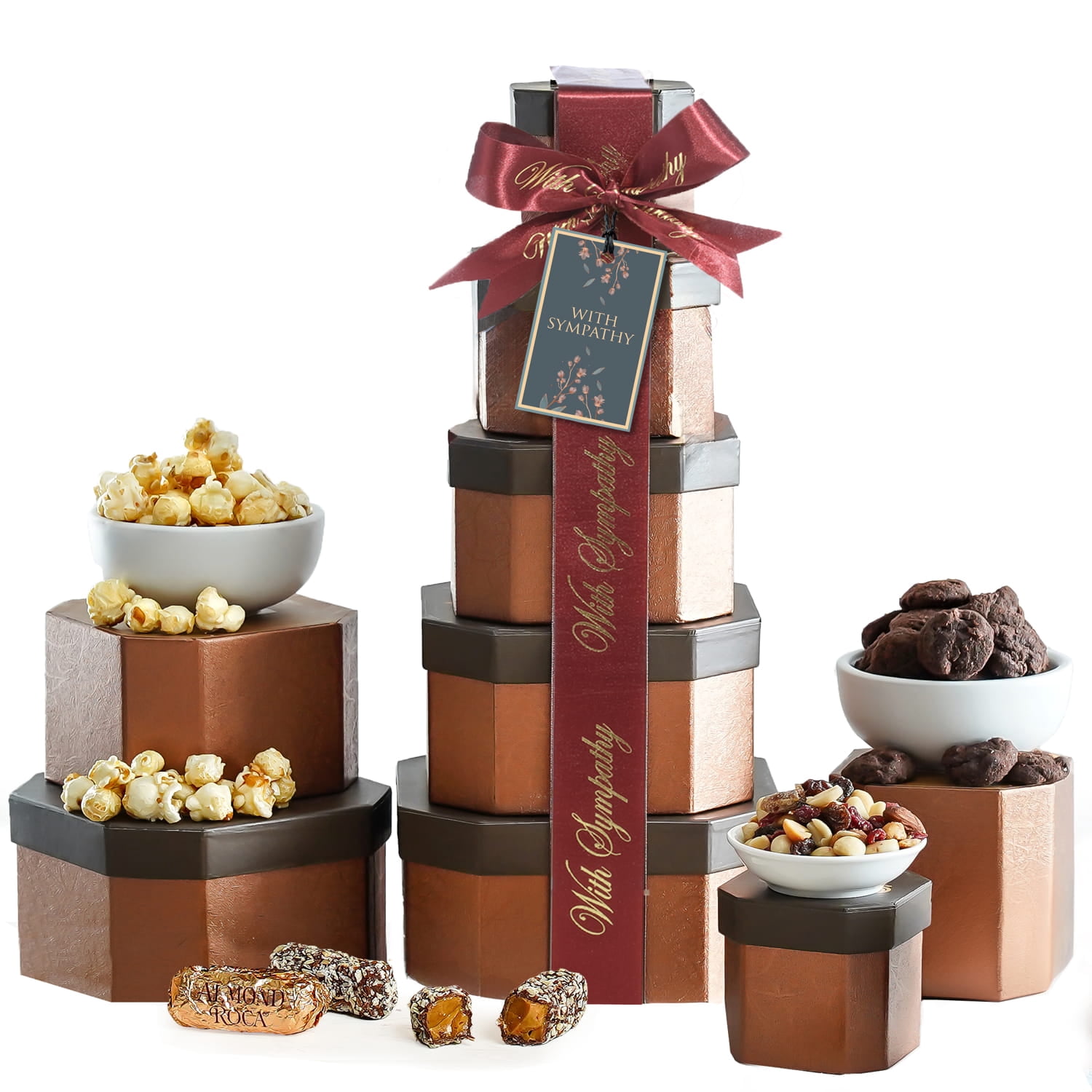 Broadway Basketeers Sympathy Gift Basket Tower– Condolences Baskets ...