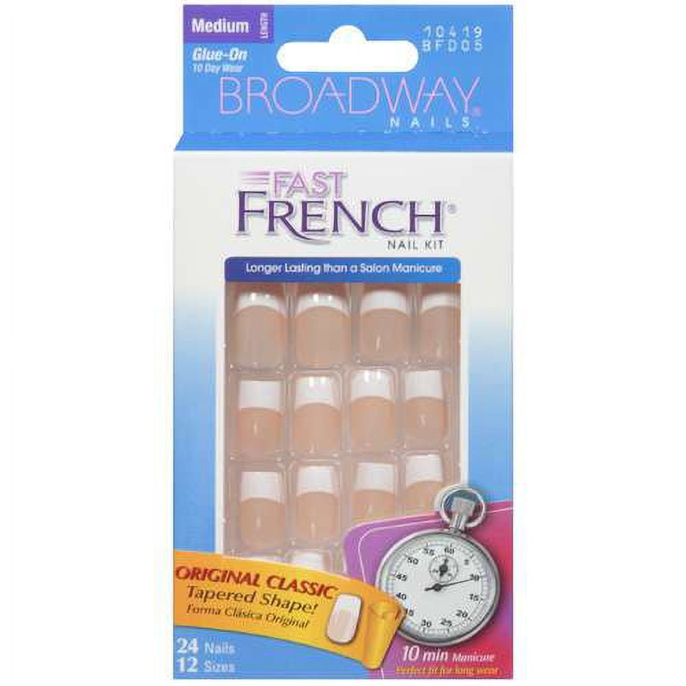 Broadway Fast French Nail Kit, Medium Length, Original Classic BFD05 ...