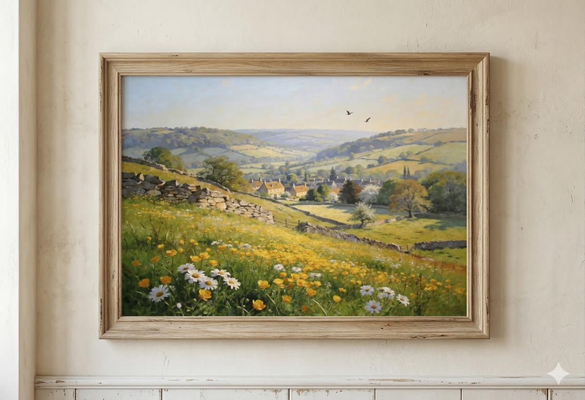 Broadway Hill Cotswolds Spring Meadow Countryside Landscape A3 A4 A5 ...