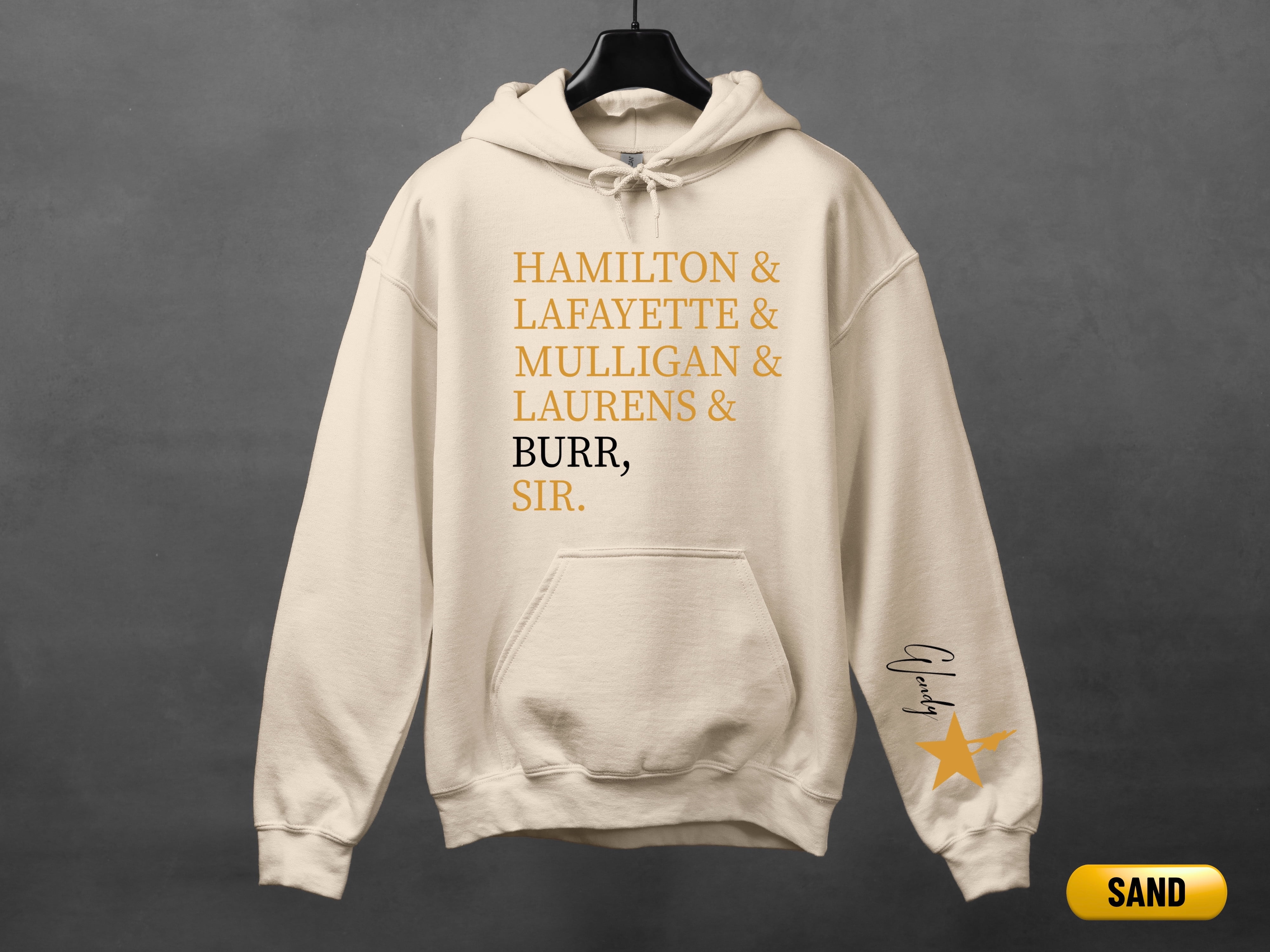 Broadway Hoodie: Custom Name on Sleeve Hamilton Sweatshirt, Adult ...