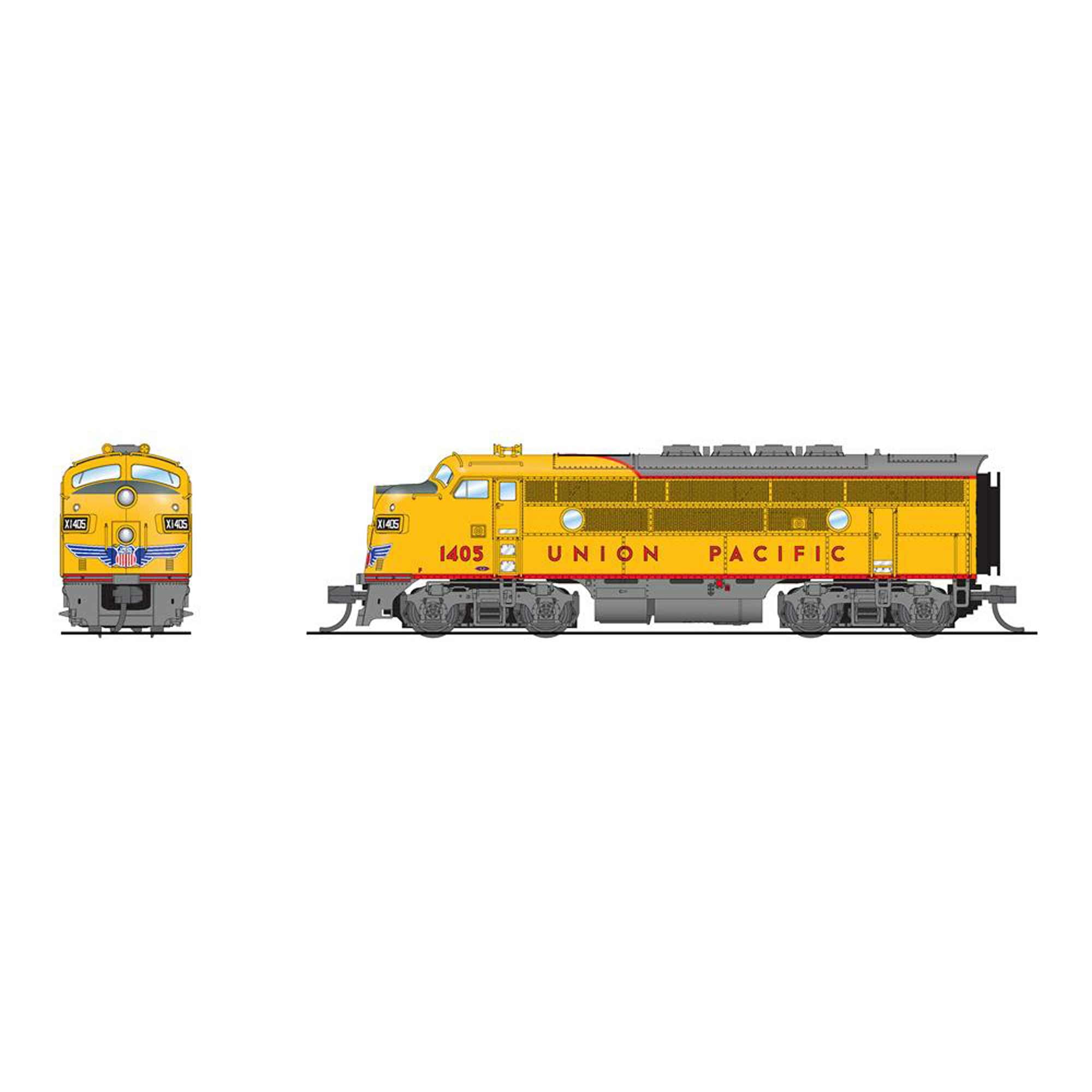 Broadway Limited Imports N EMD F3A UP 1409 Yellow & Gray Paragon4 BLI7740 N Locomotives ...