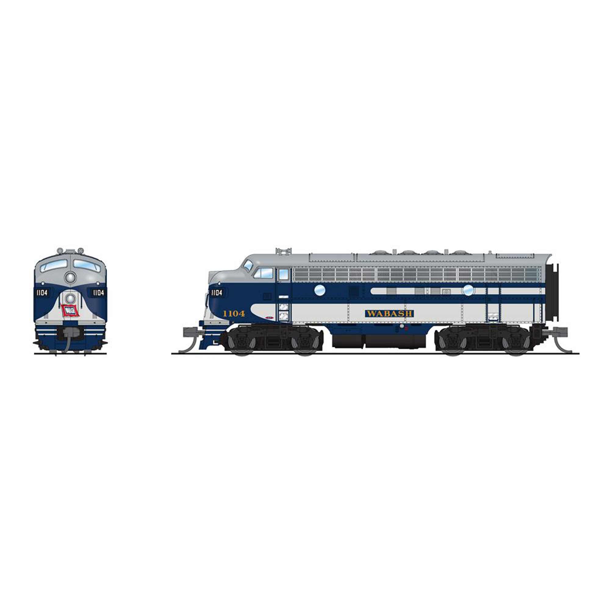 Broadway Limited Imports N EMD F7 AB WAB 1104/1104B A-unit Prgn4 Unpwrd ...