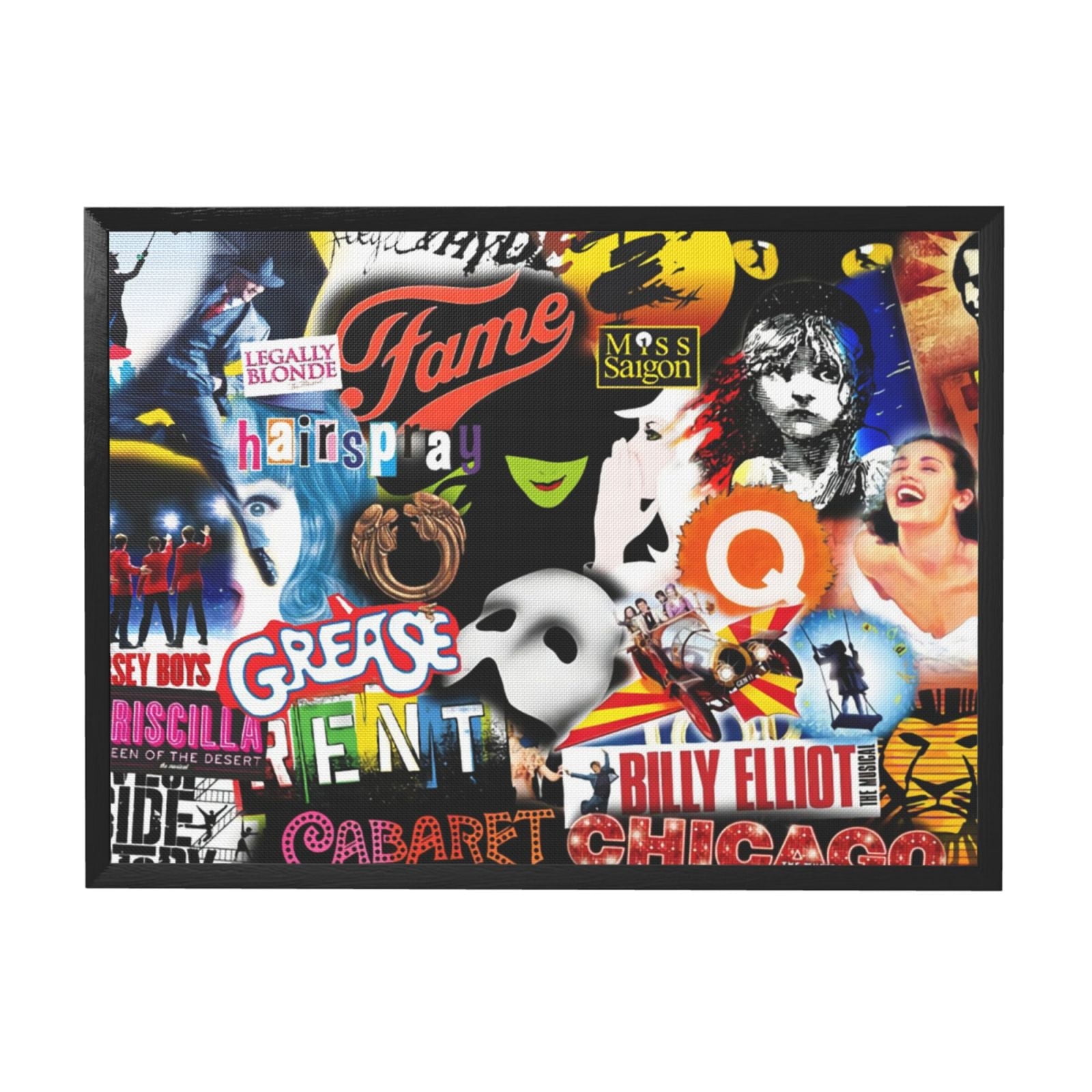 Broadway Musical Collage Black Framed Canvas Wall Art Fashion Decor ...