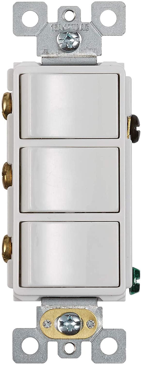 Broan-NuTone Three-Rocker White Bathroom Switch, Fan Light Heater ...