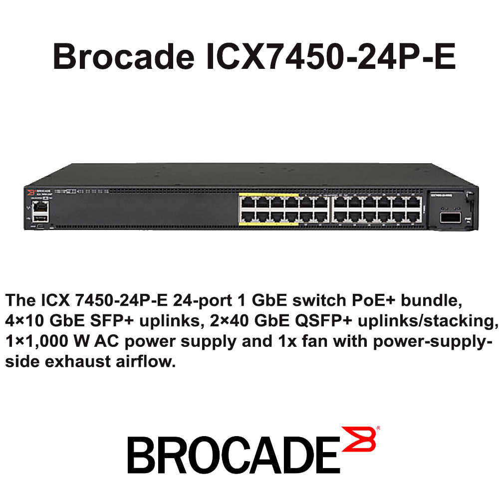 Brocade ICX 7450-24P - Switch - L3 - managed - 24 x 10/100/1000 (PoE+ ...