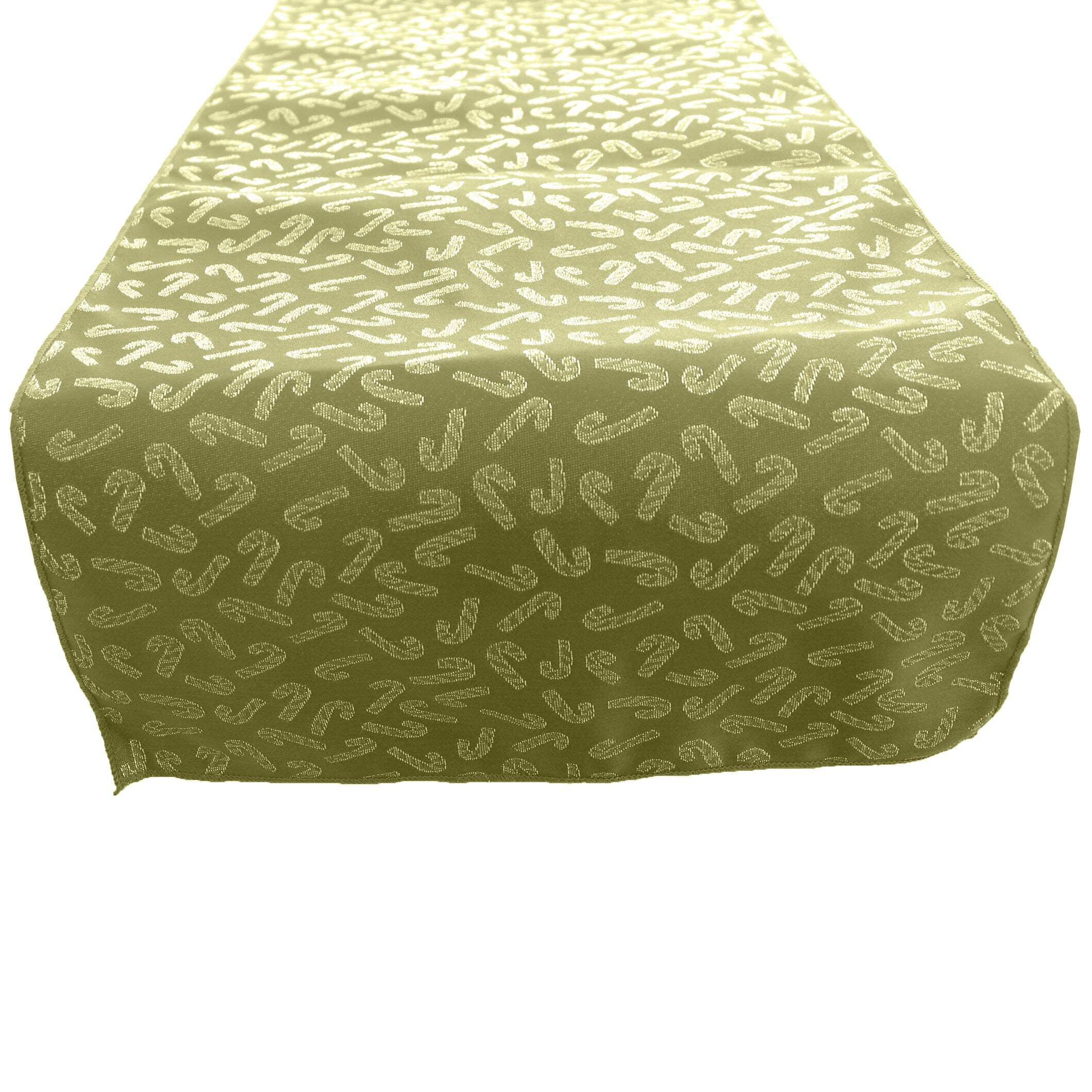 Brocade Table Runner Christmas Holiday Collection Glittery Candy Canes ...