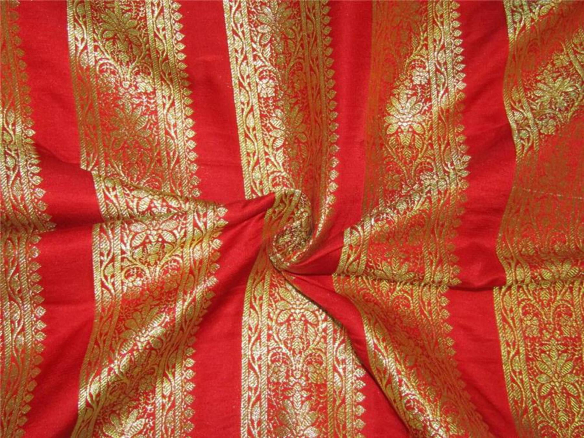 Brocade border fabric red x metallic gold color 44" wide BRO658/BRO946 ...