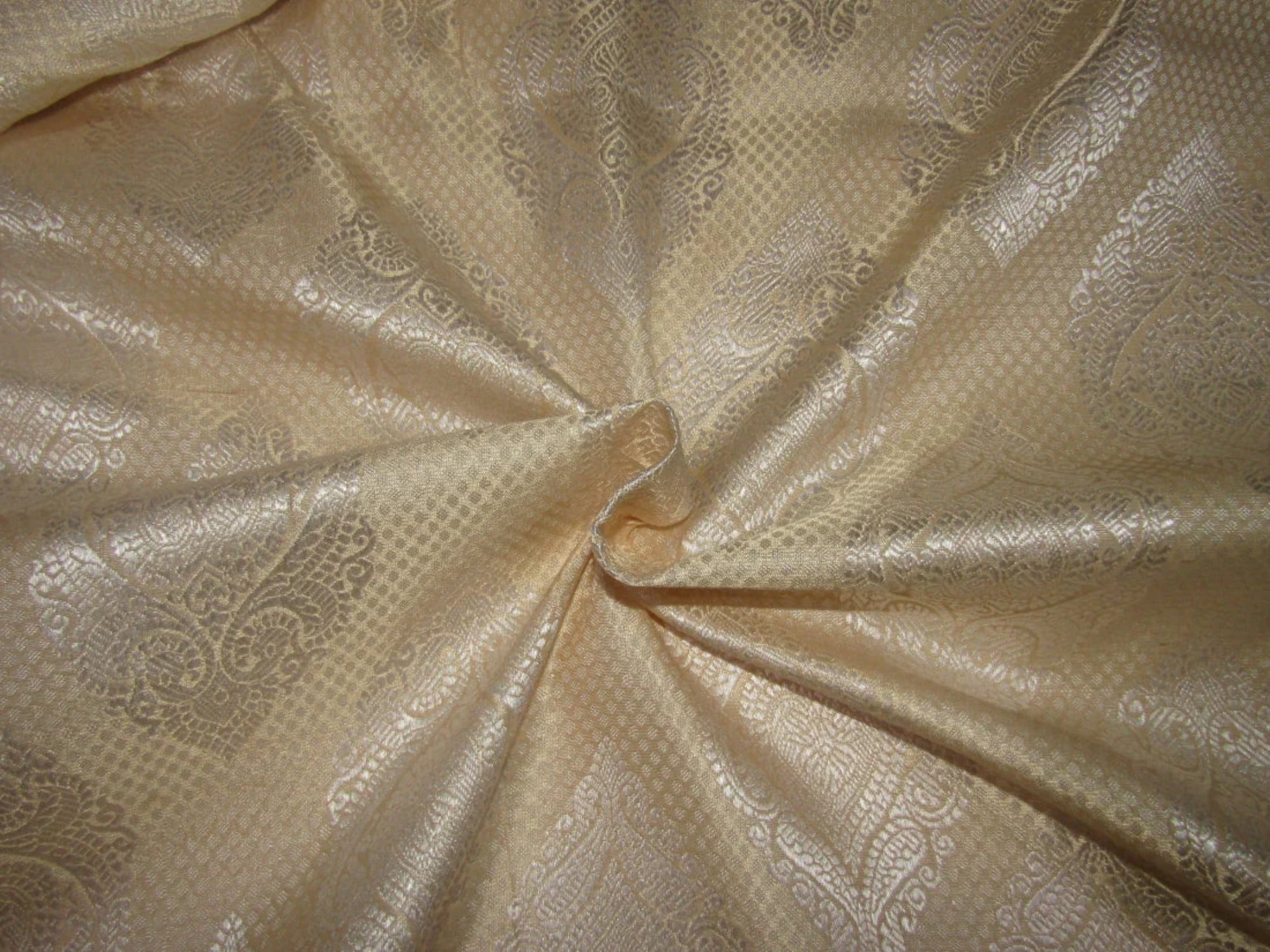 Brocade fabric Beige color with Cream Jacquard color 44" wide BRO778[1 ...
