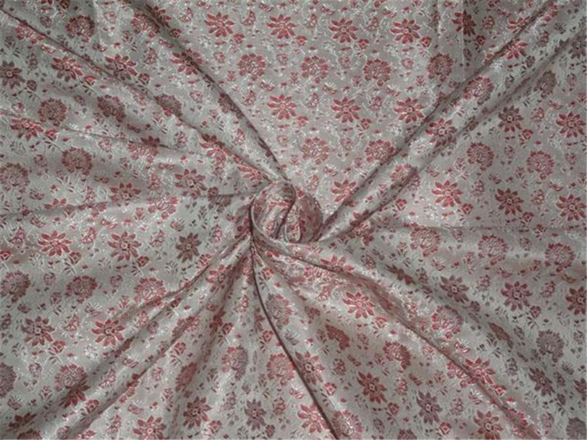 Brocade fabric Red X Silver Color 44quot; - Walmart.com