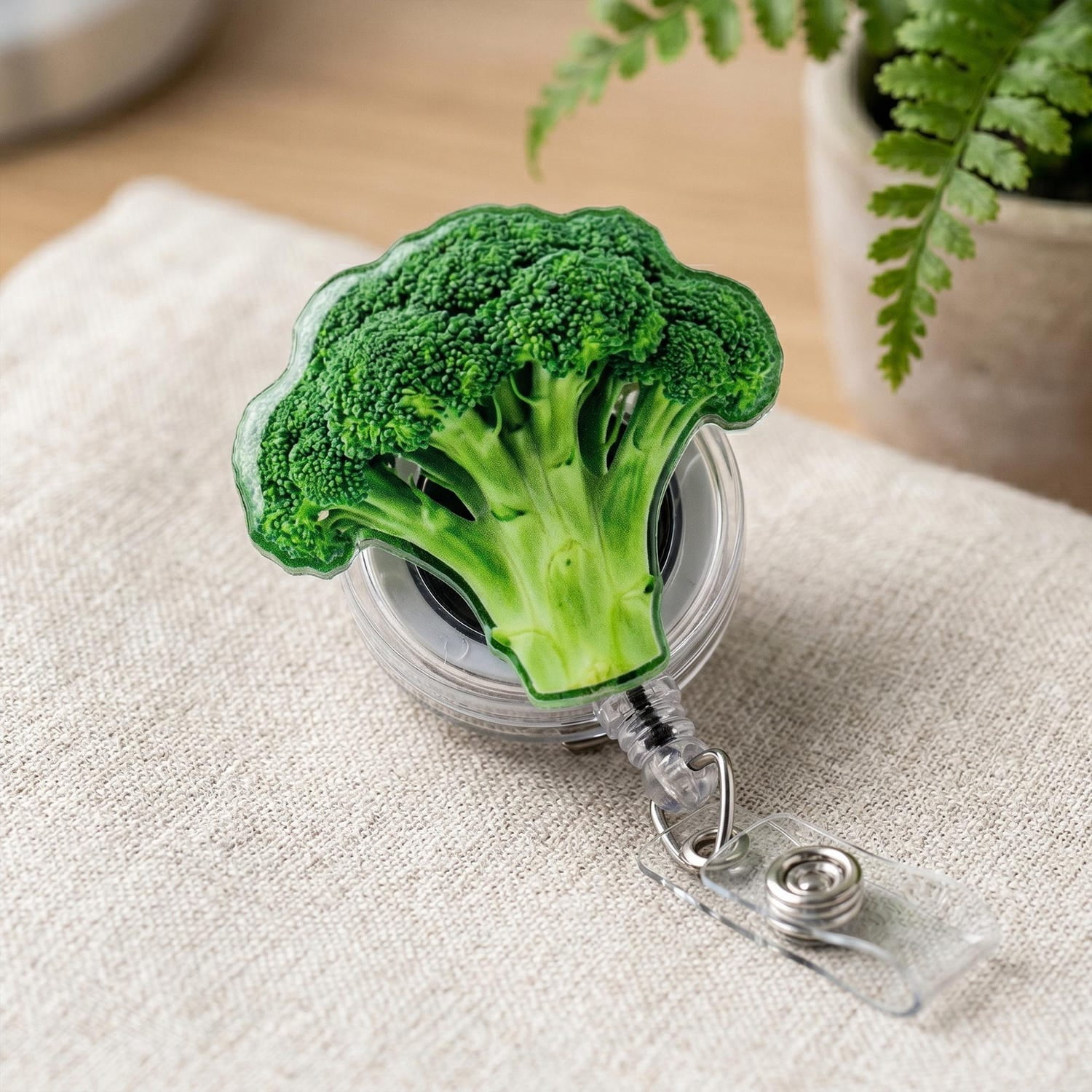 Broccoli Badge Reel, Funny Food Nurse ID Clip, UV Printed Acrylic ...