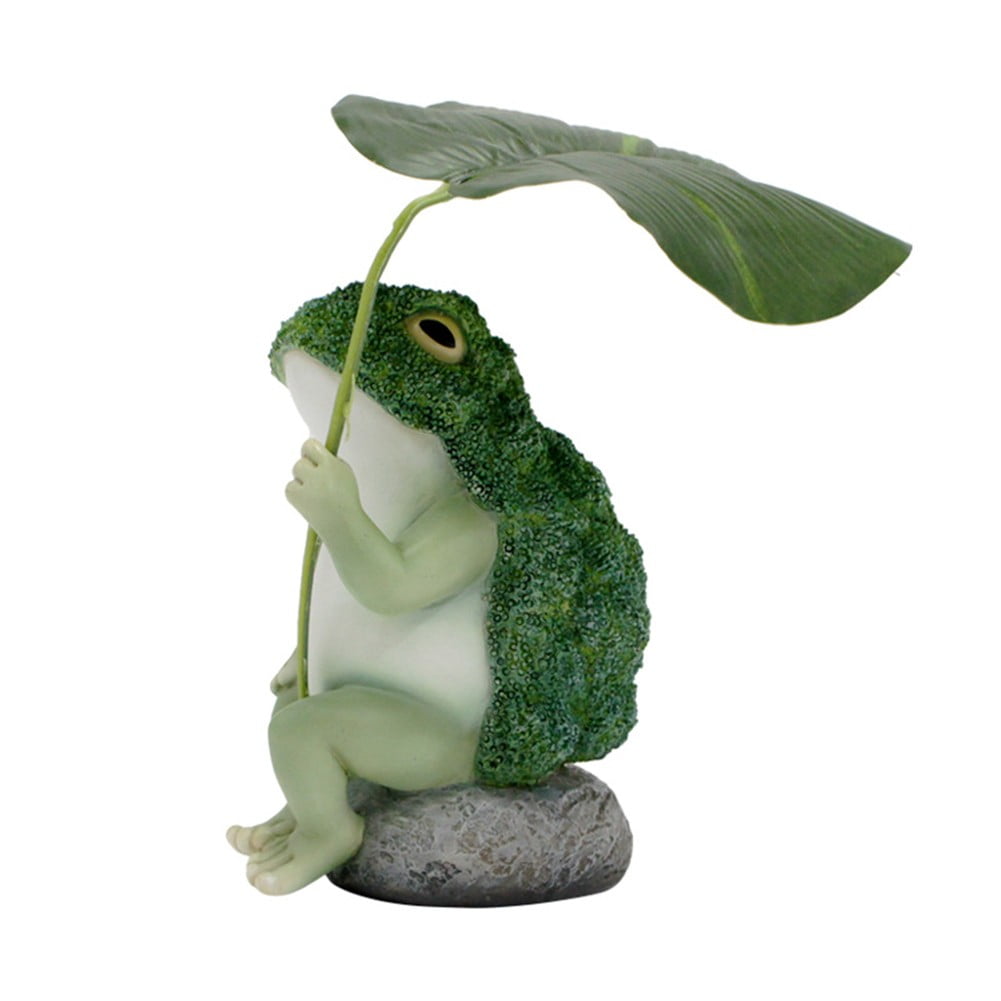 Broccoli Frogs Garden Statues, Broccoli Frogs Holding Leaf Umbrella ...