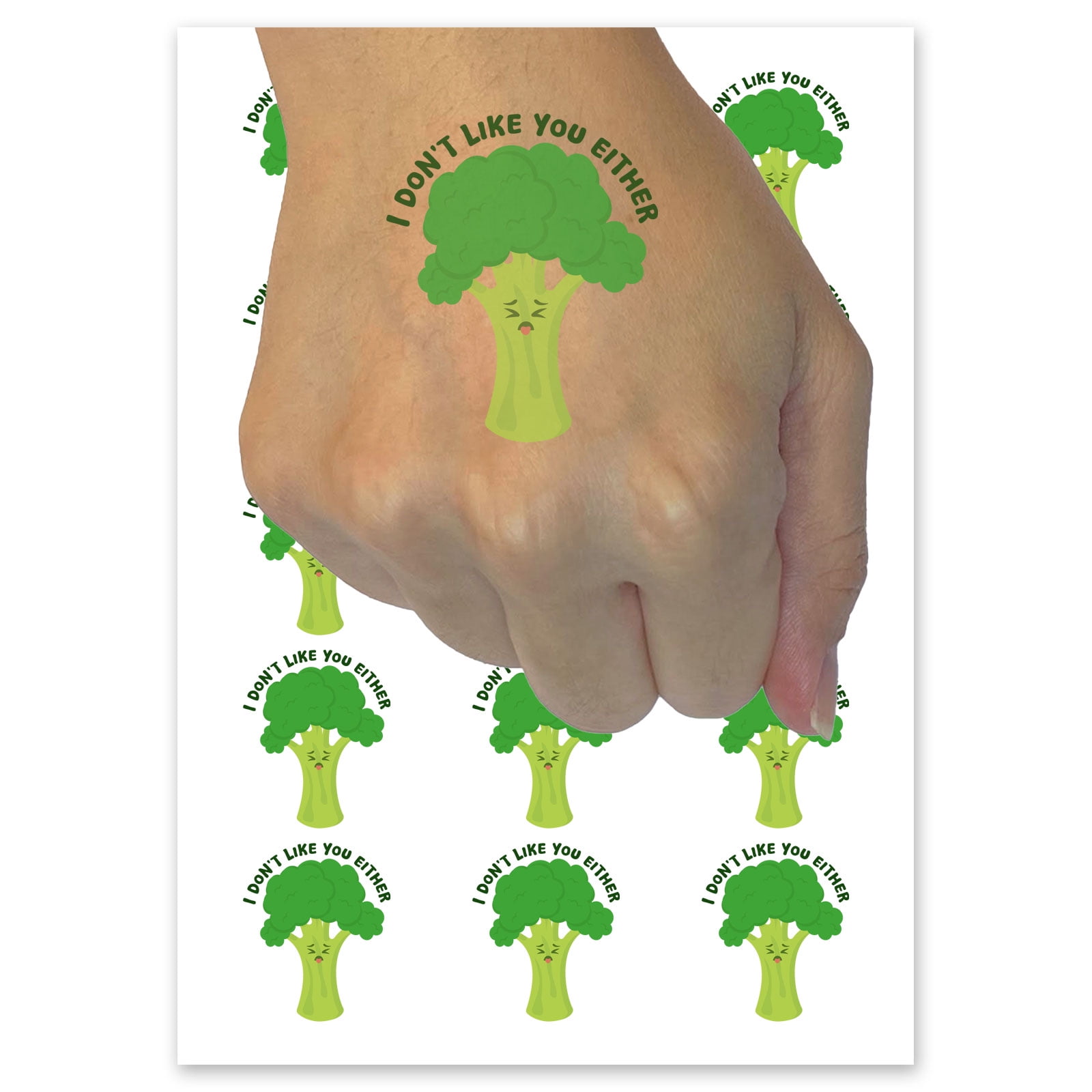 Broccoli I Don't Like You Either Temporary Tattoo Water Resistant Fake ...