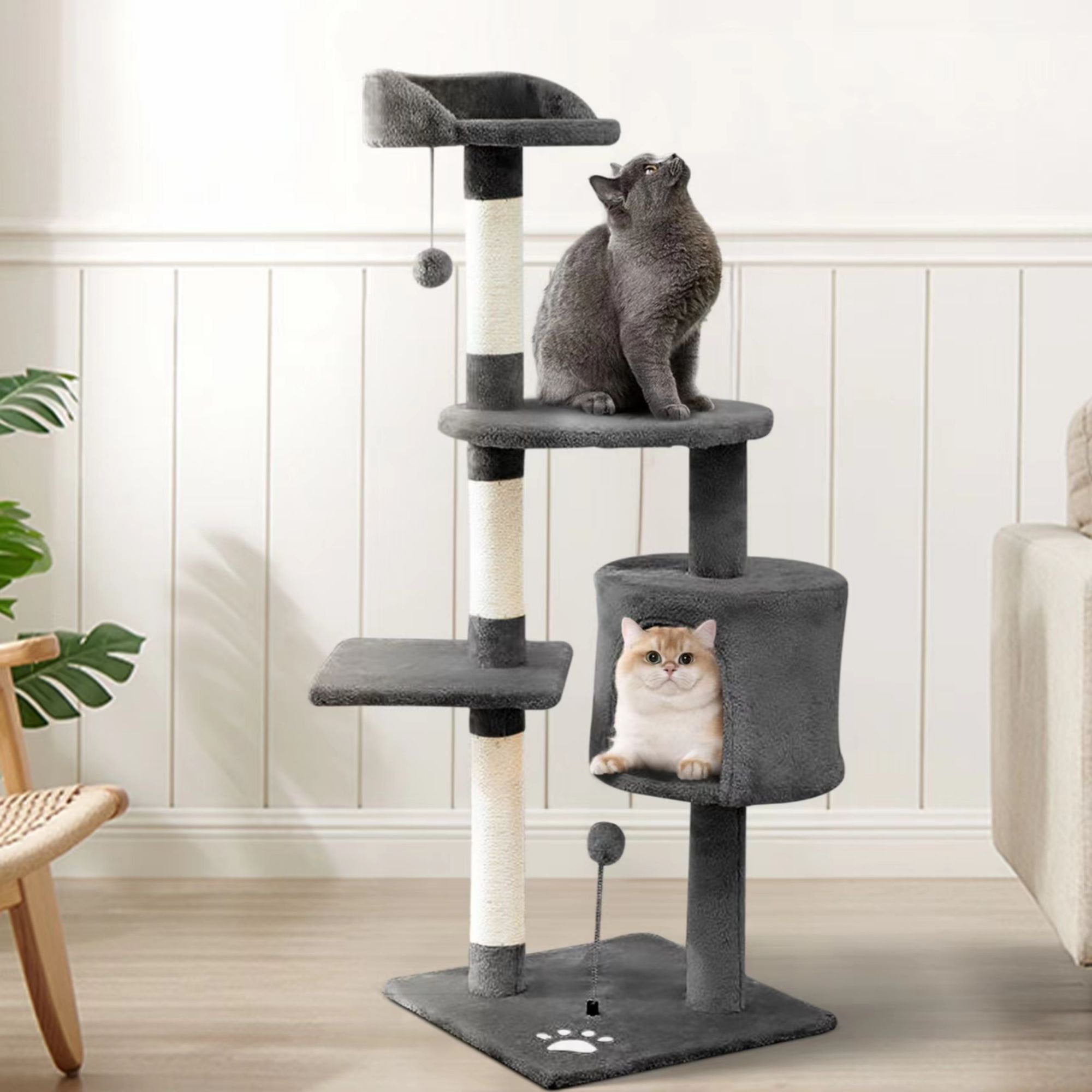 Brochao 45" Four Tier Indoor Cat Tree with Sisal Scratching Post, Cat ...