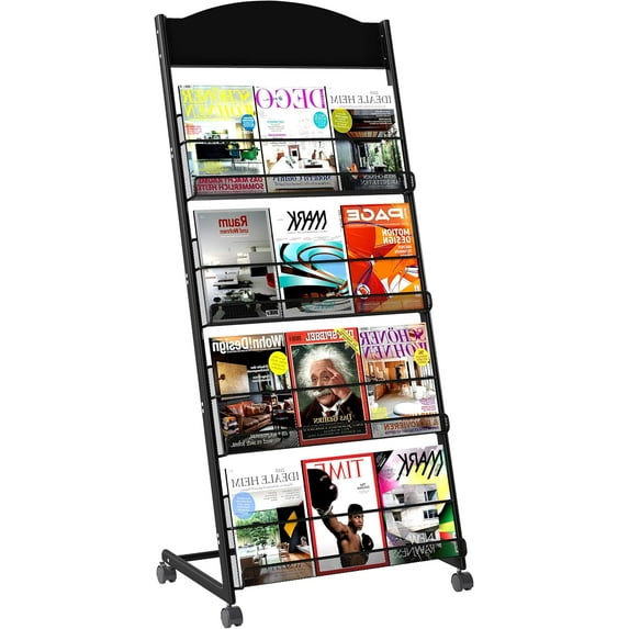 Brochure Display Stand 4 Layer Floor-Standing Magazine Rack Literature ...