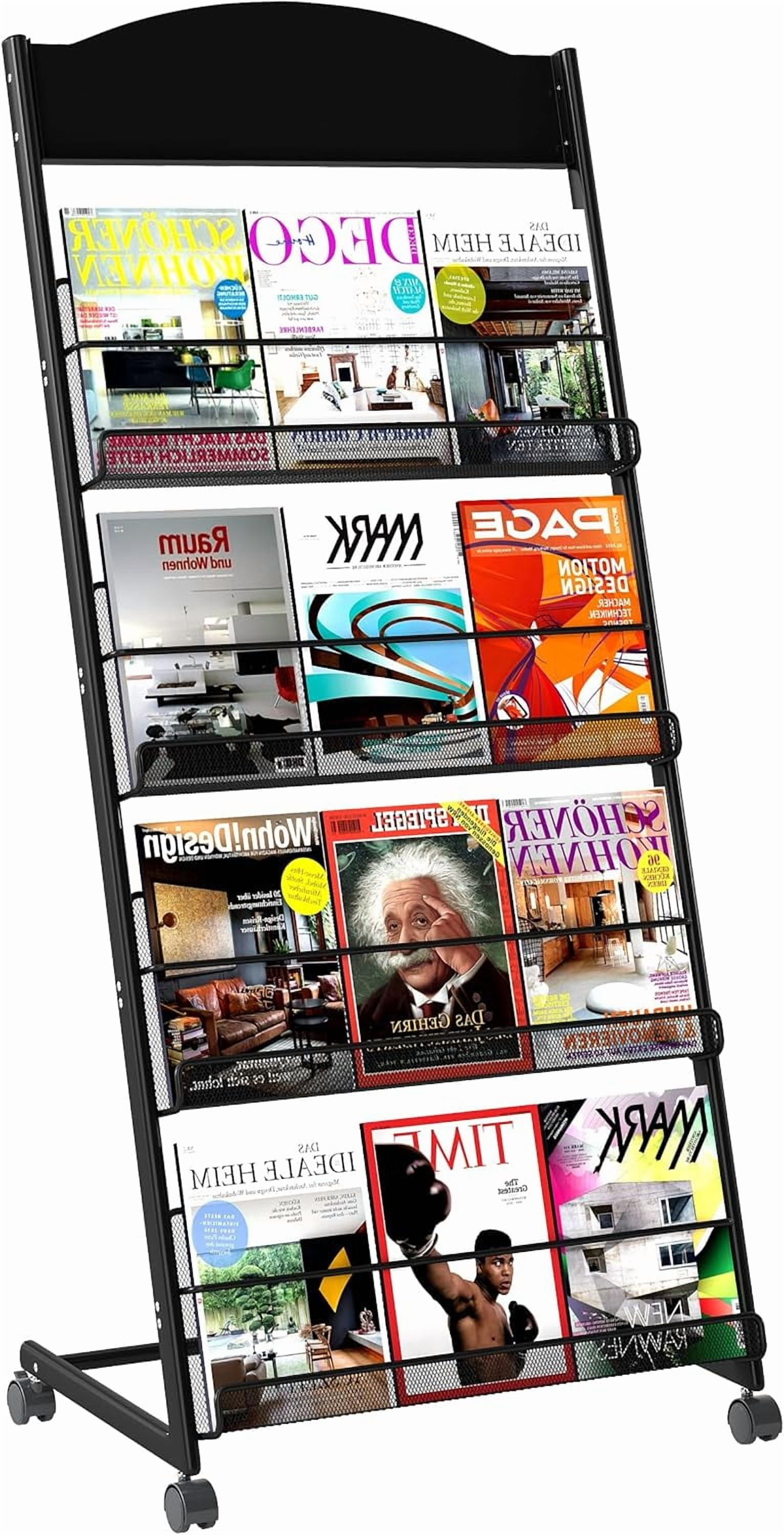 Brochure Display Stand 4 Layer Floor-Standing Magazine Rack Literature ...