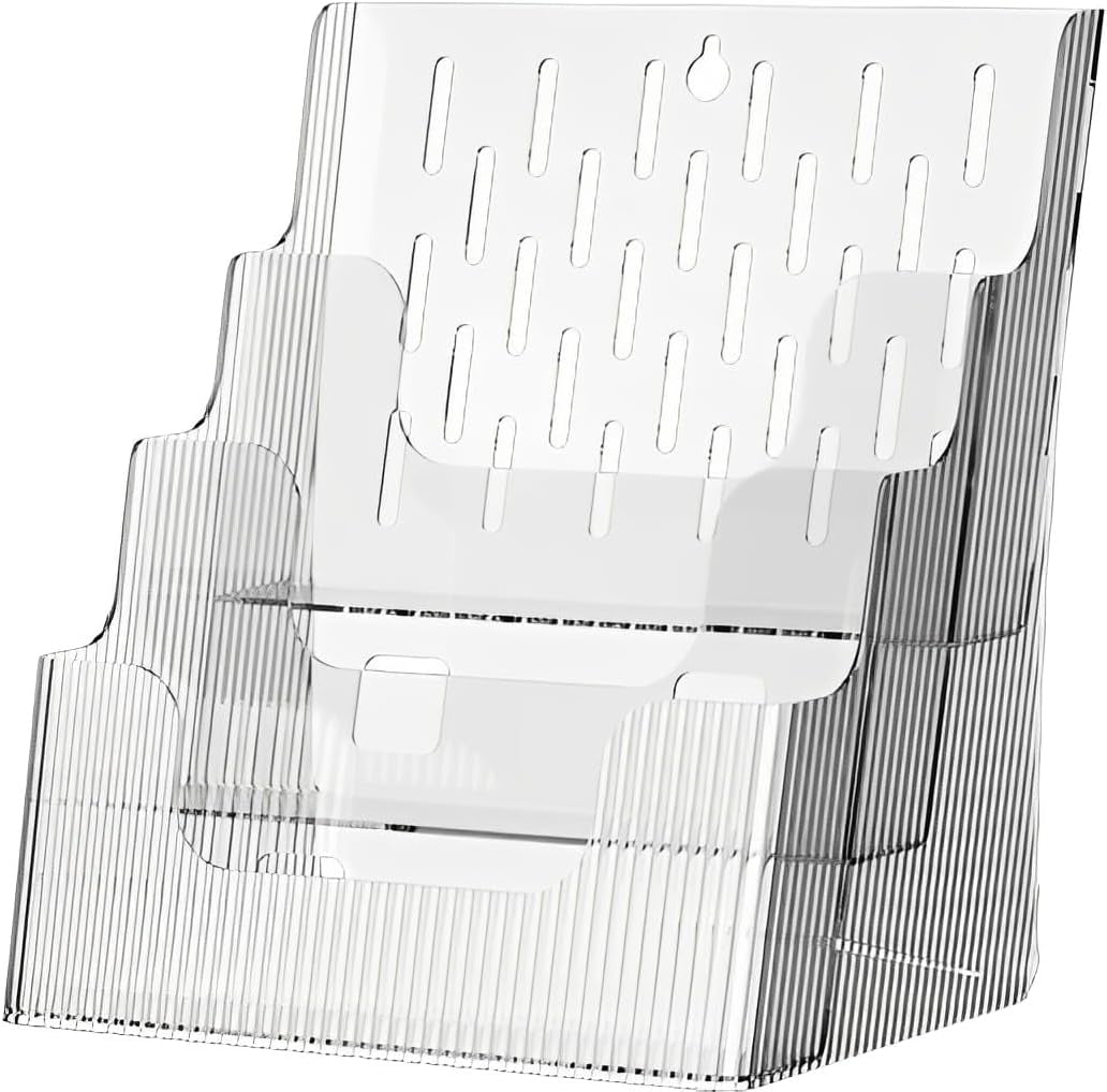 Brochure Display Stand or Wall Mount 8.5 x 11 inch,3 Tier Magazine Holder,Clear Stands for ...