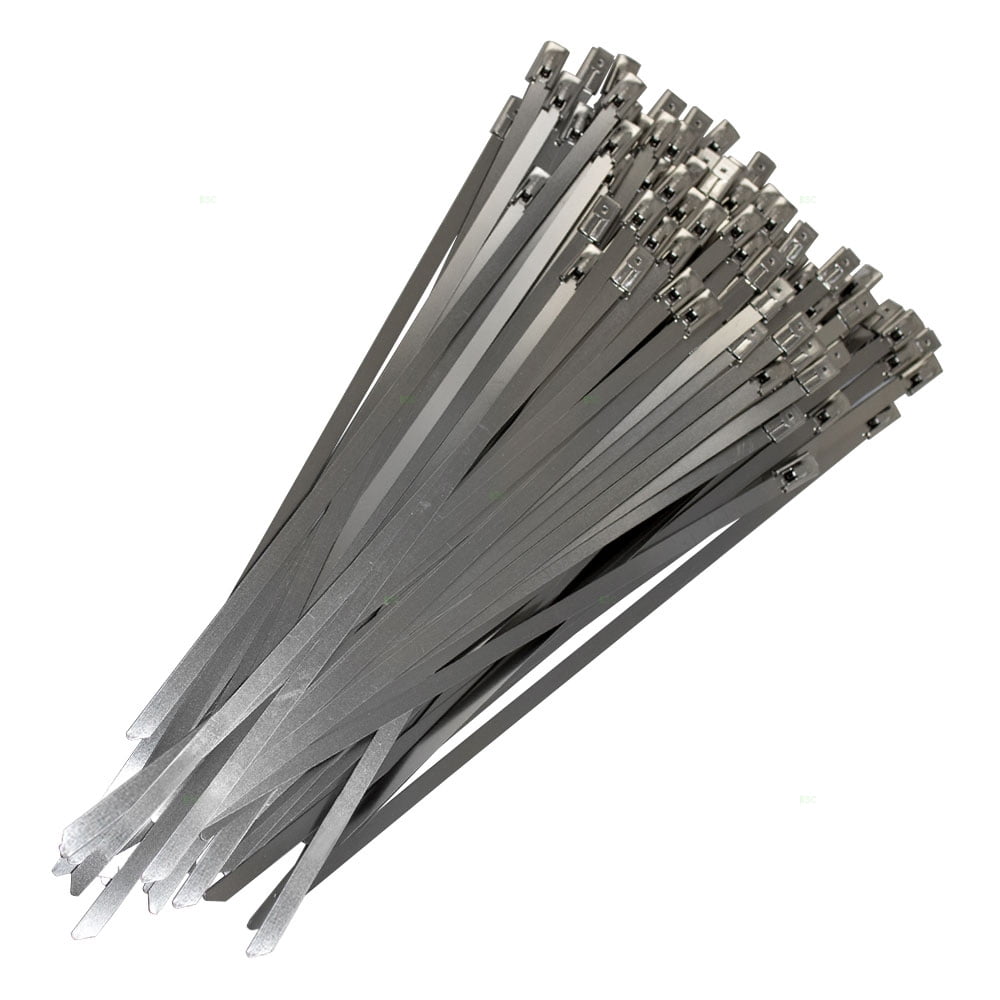 Brock 100 Piece Set Stainless Steel 0.18 x 8" One Hundred Cable Ties ...
