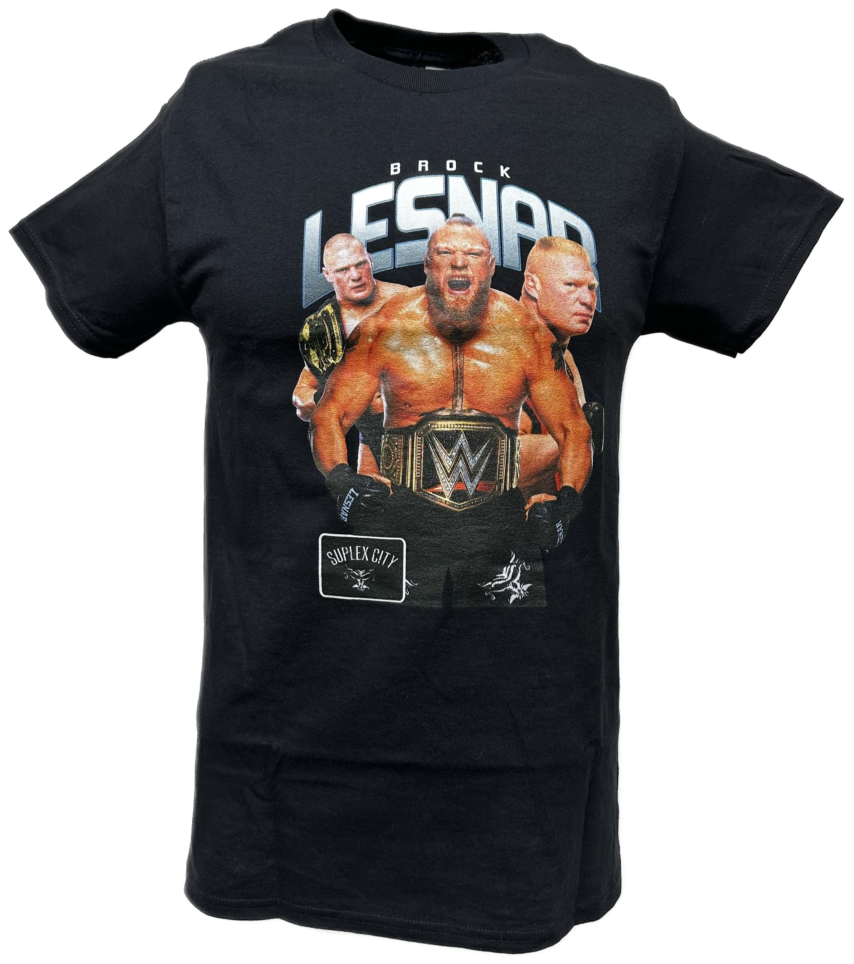 Brock Lesnar Championship Belt Three Pose Mens Black T-shirt - Walmart.com
