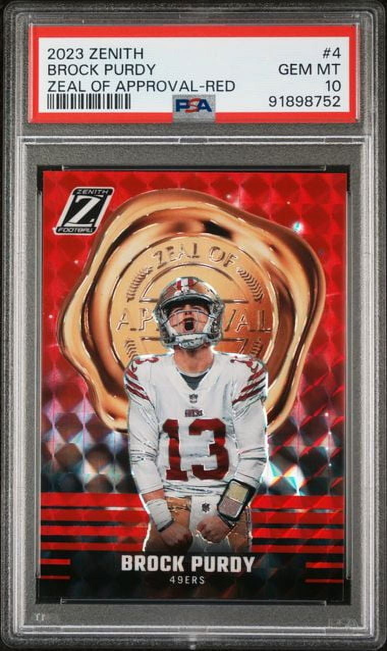Brock Purdy 2023 Panini Zenith Zeal Of Approval Red Card #4 Graded PSA ...